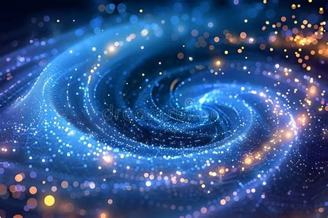 Abstract Big Data Visualization With Light Particle Vortex Stock Image