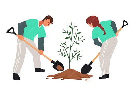 Premium Vector Group Of People Planting Tree Vector Image