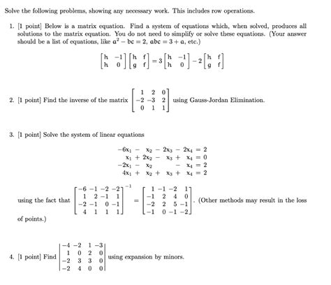 Solved Solve The Following Problems Showing Any Necessary Chegg