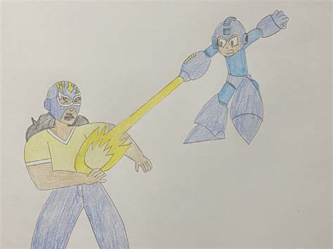 Megaman blasts Lupe Peligro by protoman17 on DeviantArt