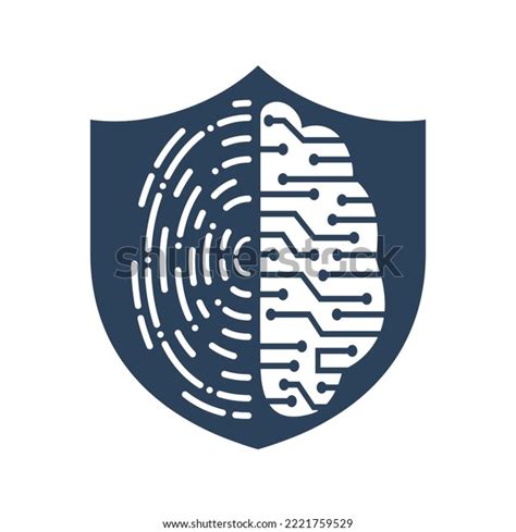 Vector Logo Icon Brain Fingerprint Digital Stock Vector Royalty Free