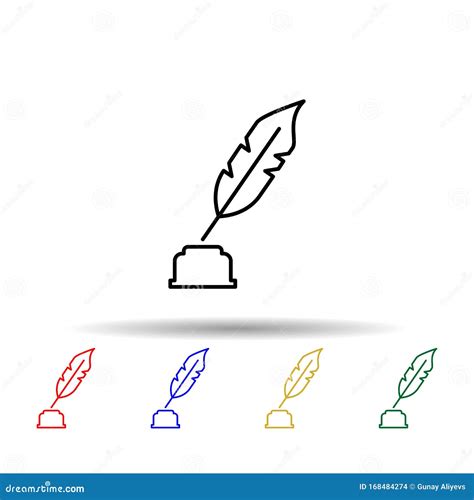Quill Pen Multi Color Style Icon Simple Thin Line Outline Vector Of Law And Justice Icons For
