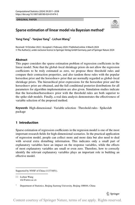 Sparse Estimation Of Linear Model Via Bayesian Method