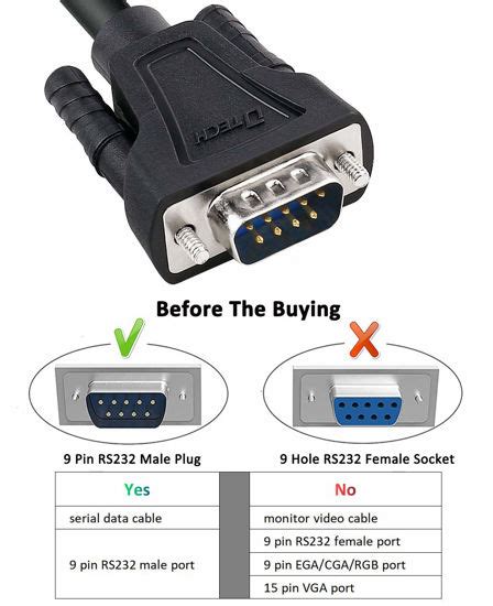 GetUSCart DTech DB9 RS232 Serial Cable Male To Male Null Modem Cord Full Handshaking 7 Wire