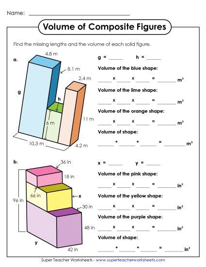 Volume Of Composite Figures Additive Volume Worksheets