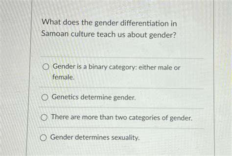Solved What Does The Gender Differentiation In Samoan