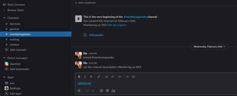 streaming kubernetes events in slack containers