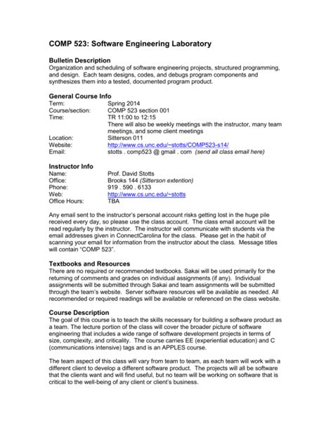 Comp 523 Software Engineering Laboratory