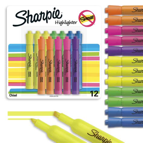 Sharpie Big Pack Multipack Colored Tank Style Highlighters Chisel Tip Assorted Fluorescent 12