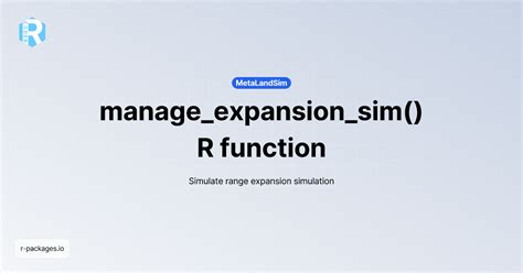 Manageexpansionsim R Function From Metalandsim R Packages