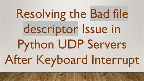 Resolving The Bad File Descriptor Issue In Python Udp Servers After