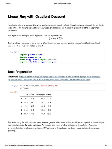 Linear Regression With Gradient Descent Pdf Mean Squared Error