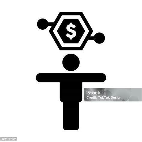 글리프 픽토그램에서 거래에 대한 남성 사람과 디지털 통화 아이콘 벡터 달러 돈 기호 고객에 대한 스톡 벡터 아트 및 기타 이미지 고객 고용과 노동 구매 Istock