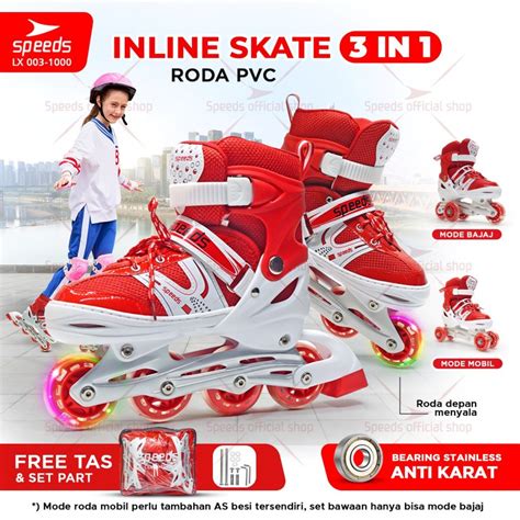speeds sepatu roda skate anak dan dewasa inline roda full karet pu