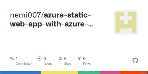 GitHub Nemi Azure Static Web App With Azure Function