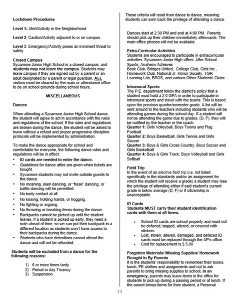 Sycamore Jhs Rules And Policies • Page Sycamore Jhs