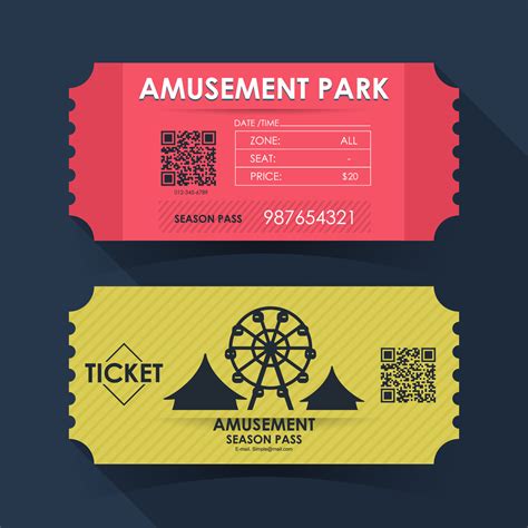 Amusement Park Ticket Card Element Template For Graphics Design