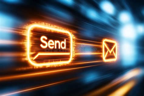 Email Interface With A Clicked Send Button And Progress Bar Showing Successful Delivery Stock