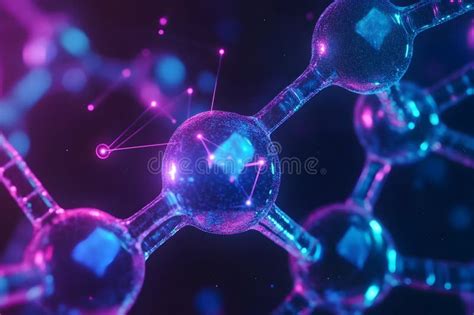 Futuristic Molecular Structure With Glowing Connections In Dark Space Stock Image Image Of