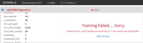 error while training lightgbm model — dataiku community