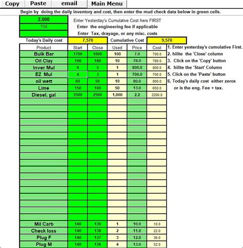 Basic Mud Report V15 Drilling Calculation Spreadsheet