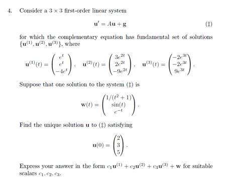 solved 4 consider a 3 x 3 first order linear system u
