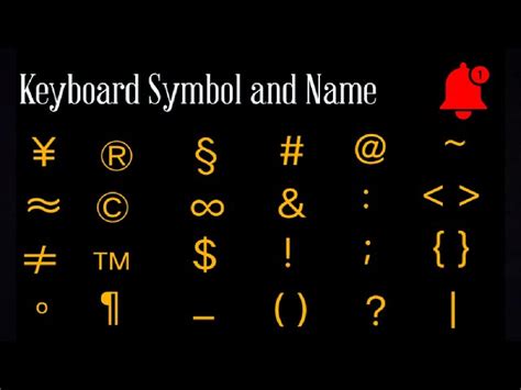 Names Of All Keyboard Symbols