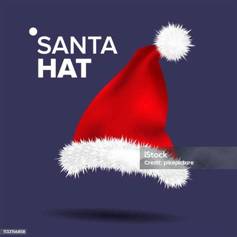 빨간 산타 모자 벡터입니다 전통 의상 겨울 기호입니다 12 월 기호 산타 클로스 휴일 빨간색과 흰색 모자 겨울 크리스마스 디자인입니다 고립 된 현실적인 그림 12월에 대한