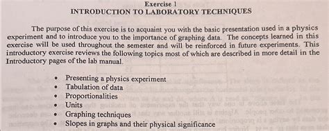Solved Exercise INTRODUCTION TO LABORATORY TECHNIQUESThe Chegg