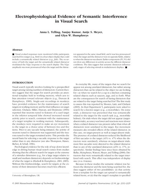 Pdf Electrophysiological Evidence Of Semantic Interference In Visual