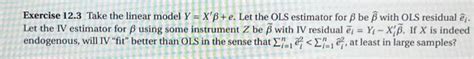 solved exercise 12 3 take the linear model y x′β e let the