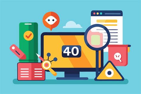 A Vibrant Illustration Showcases Digital Device Diagnostics Errors With Various Tech Elements In