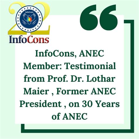 Infocons Consumers Protection Anec Member Testimonial From Prof Dr Lothar Maier Former
