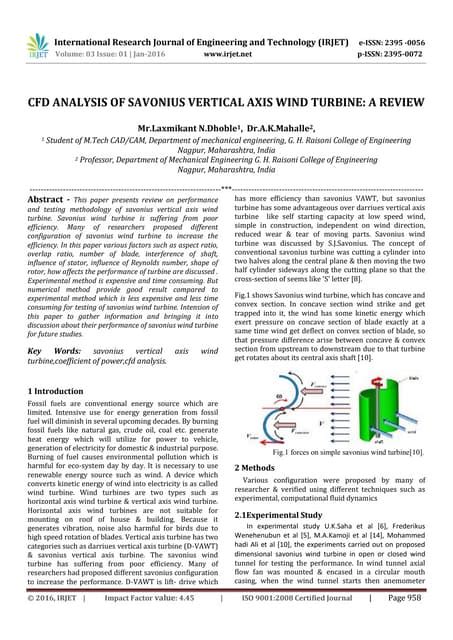 Cfd Analysis Of Savonius Vertical Axis Wind Turbine A Review Pdf