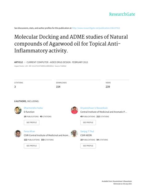 Adme Pdf Quantitative Structureactivity Relationship Inflammation