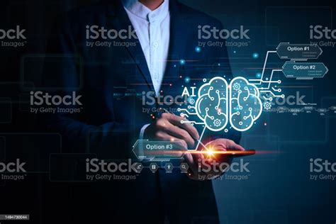 스마트폰 지능 Ai Ai 인공 지능 미래 기술 온라인 시스템의 로봇과 채팅을 사용하는 홀로그램 Ai Chat 시스템 가상