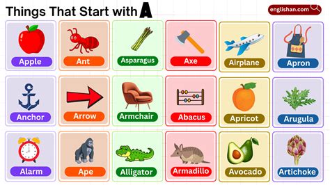 List Of Objects That Start With A