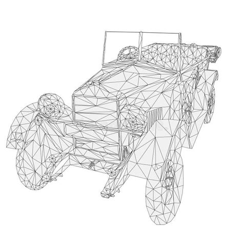 0ld Car Veteran Outline Low Polygon Vector Illustration Editabe Hand