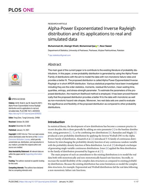 Pdf Alpha Power Exponentiated Inverse Rayleigh Distribution And Its Applications To Real And