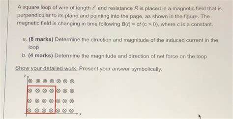 Solved A Square Loop Of Wire Of Length And Resistance R Is Chegg