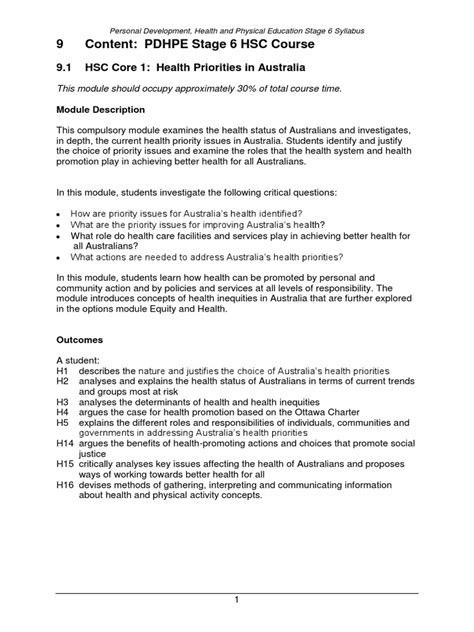 Pdhpe Hsc Syllabus Pdf Health Equity Health Promotion