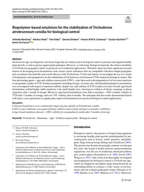biopolymer based emulsions trichoderma pdf