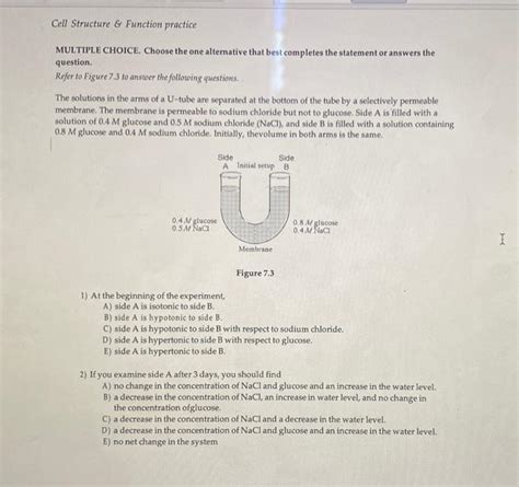 Solved Cell Structure Function Practice MULTIPLE CHOICE Chegg
