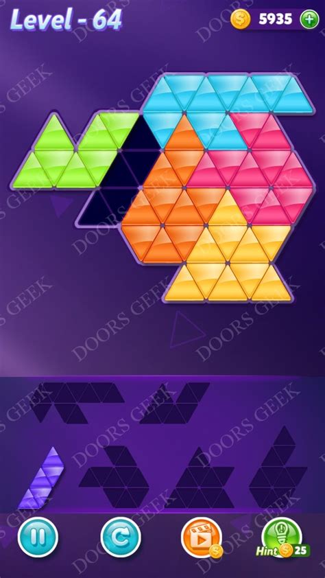 Block Triangle Puzzle Intermediate Level 64 Solution Doors Geek