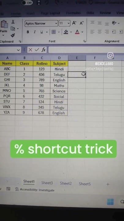 Shortcut Trick Exceltech Excelshortcuts Exceltips Trending