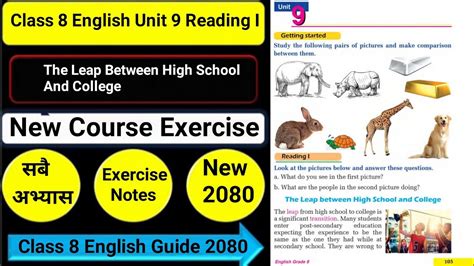Class 8 English Unit 9 Reading I The Leap Between High School And