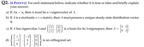 Solved Q2. [6 POINTS] For each statement below, indicate | Chegg.com