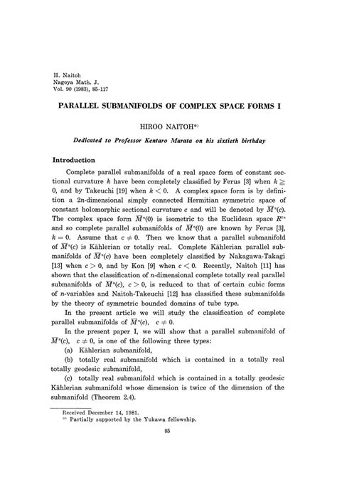 Pdf Parallel Submanifolds Of Complex Space Forms Ii