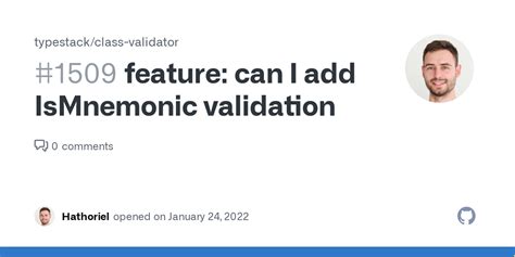 Feature Can I Add Ismnemonic Validation · Issue 1509 · Typestack