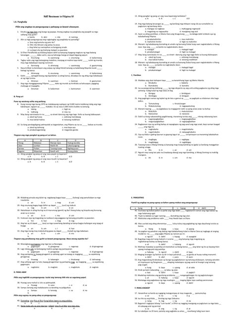 Nat Reviewer In Filipino Grade 6 Pdf